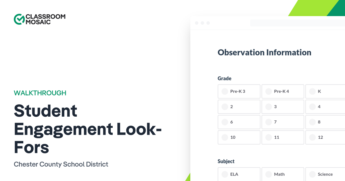 Student Engagement Look-Fors | Teacher Observation Form