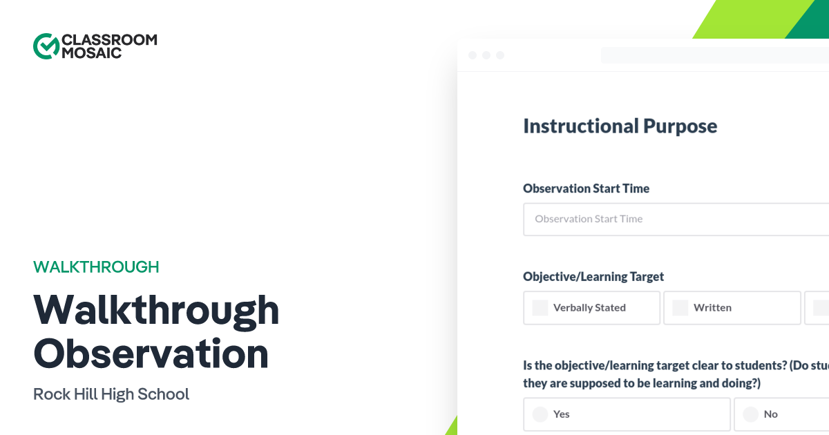 Walkthrough Observation | Teacher Observation Form