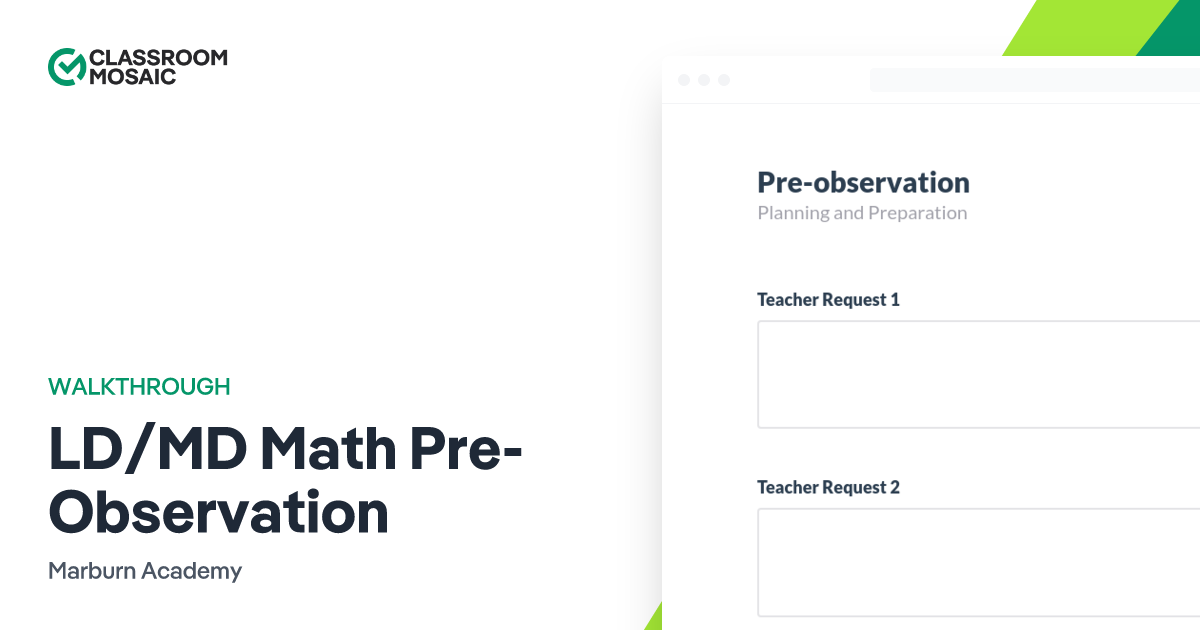 LD/MD Math Pre-Observation | Teacher Observation Form