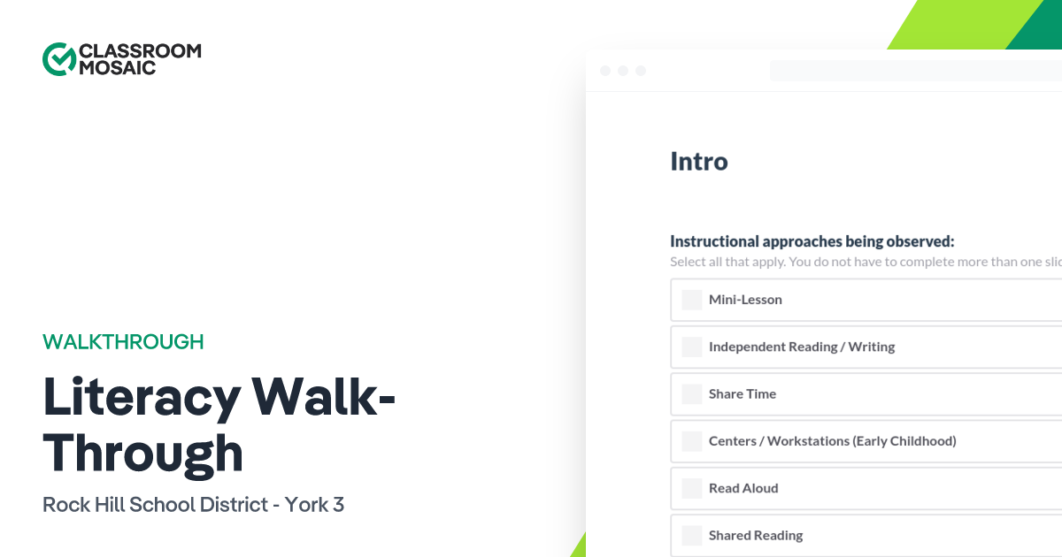 Literacy Walk-Through | Teacher Observation Form