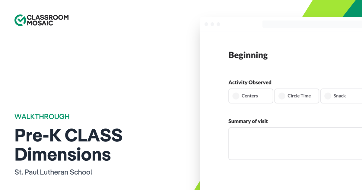 Pre-K CLASS Dimensions | Teacher Observation Form