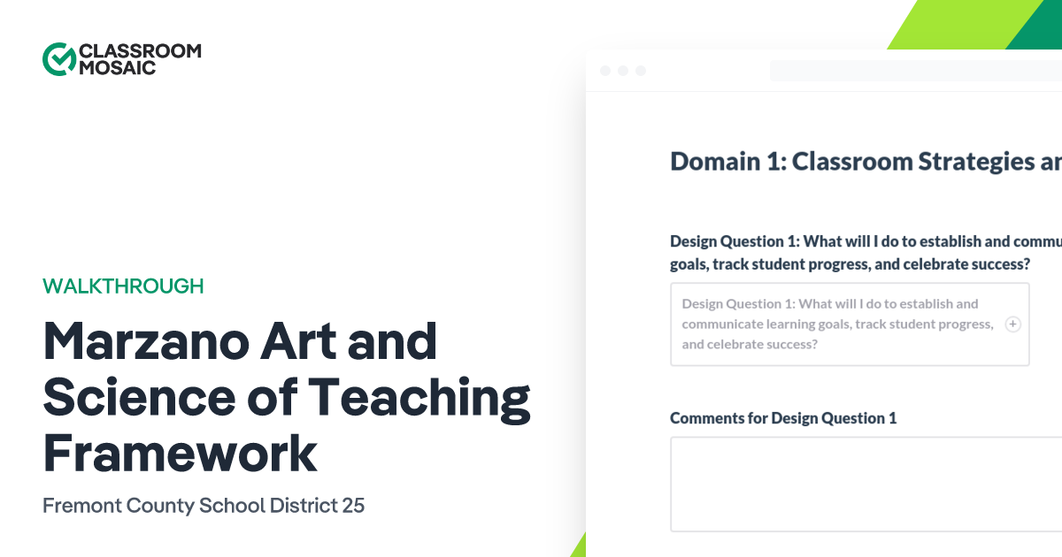 Marzano Art and Science of Teaching Framework | Teacher Observation Form