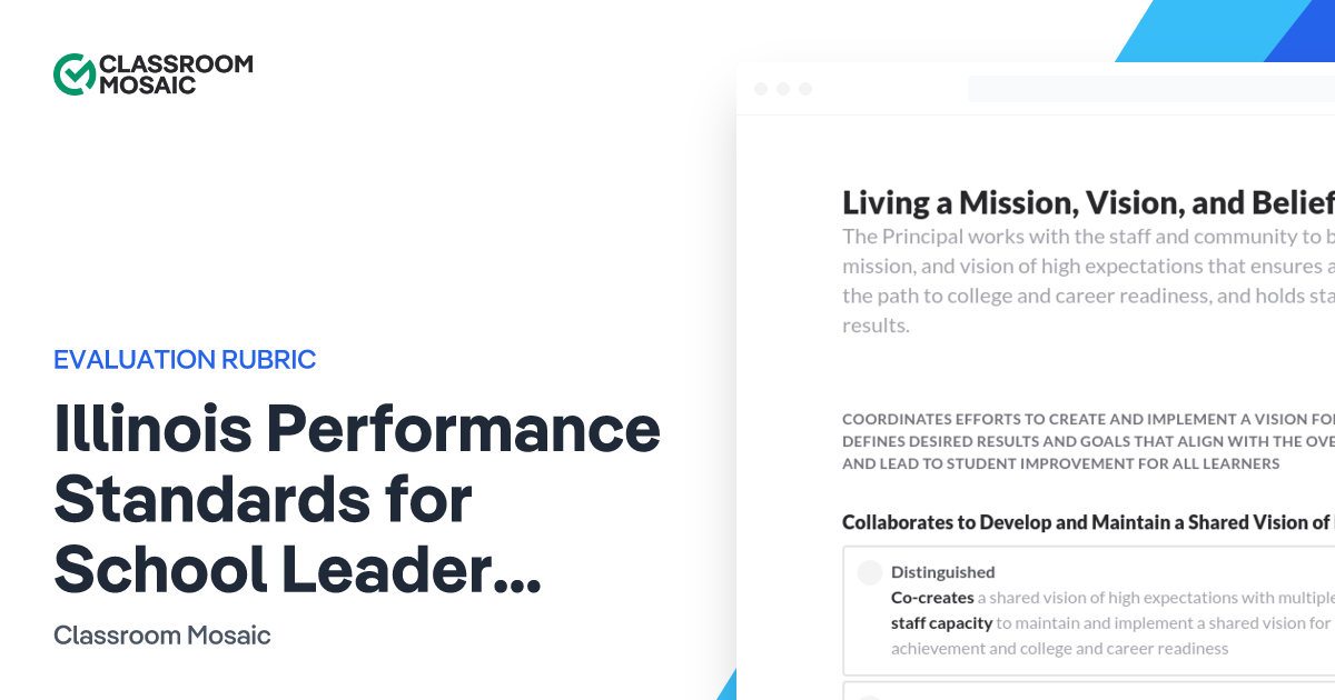 Illinois Performance Standards for School Leaders | Teacher Observation Form