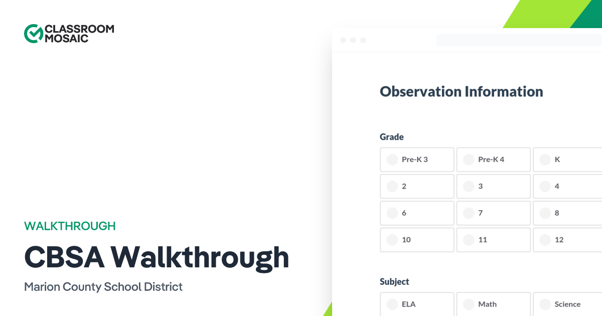 CBSA Walkthrough | Teacher Observation Form