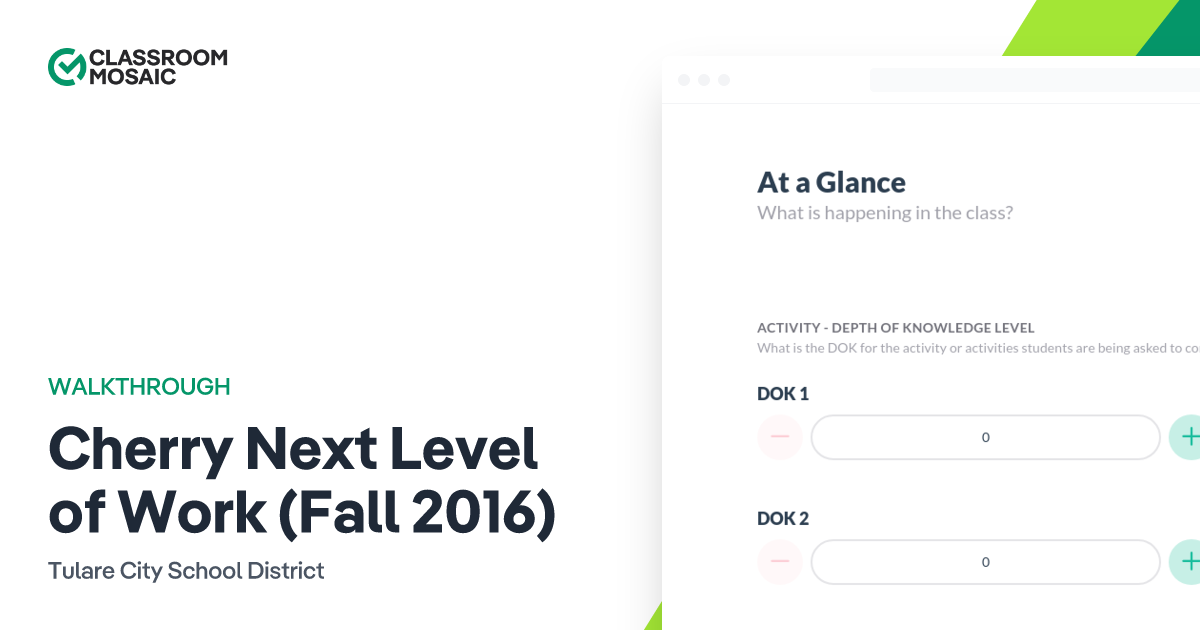 Cherry Next Level of Work (Fall 2016) | Teacher Observation Form