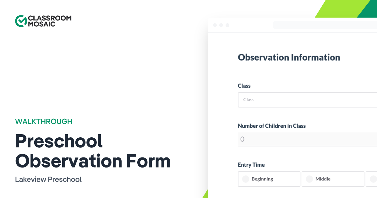 Preschool Observation Form | Teacher Observation Form