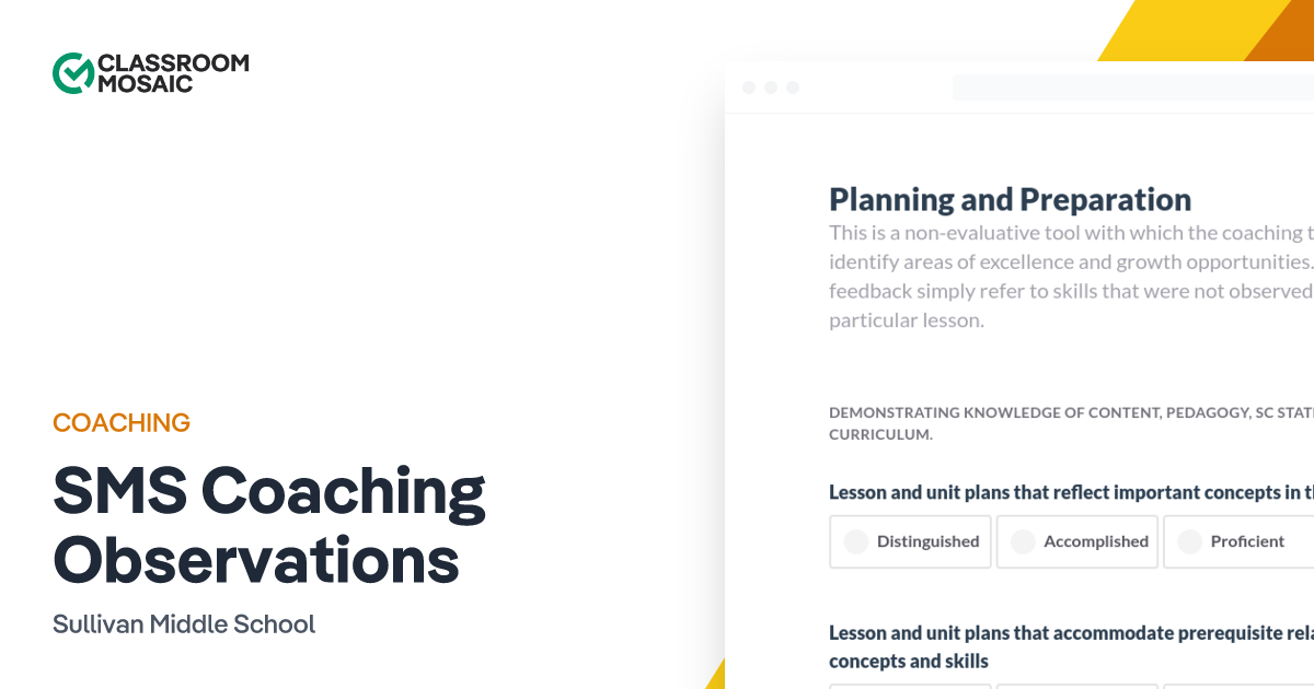 SMS Coaching Observations | Teacher Observation Form