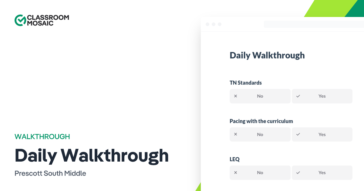 Daily Walkthrough | Teacher Observation Form