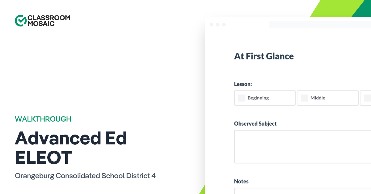 Advanced Ed ELEOT | Teacher Observation Form