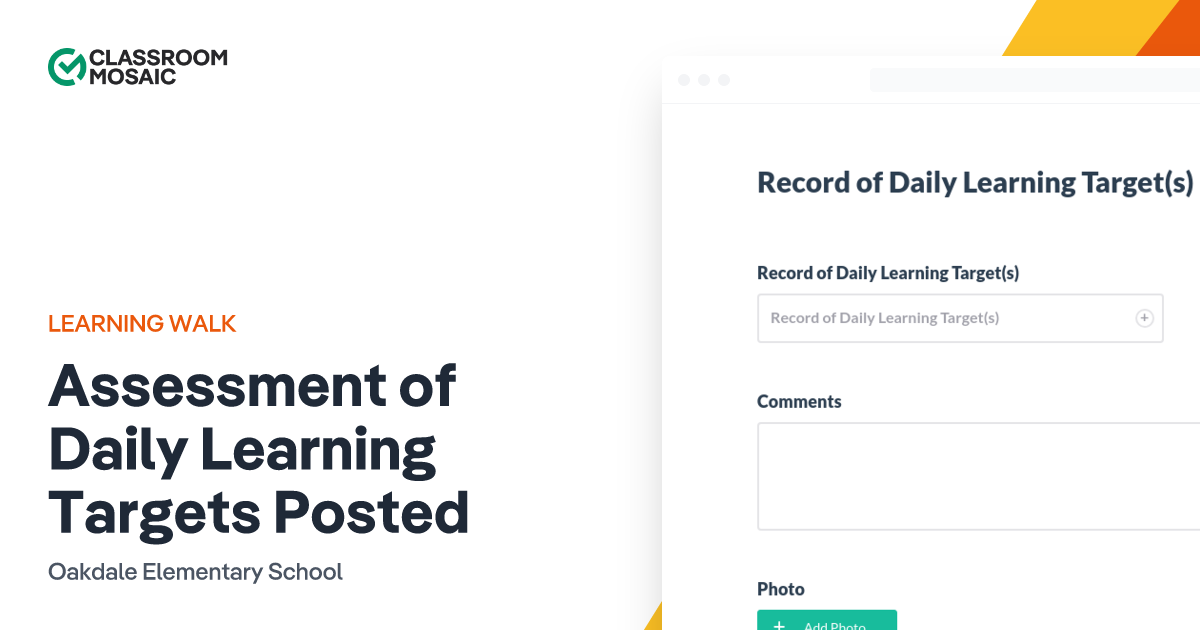 Assessment of Daily Learning Targets Posted | Teacher Observation Form