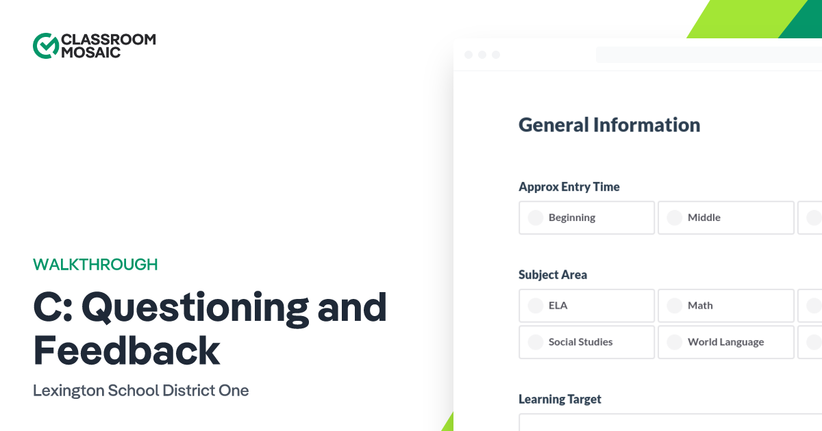 C: Questioning and Feedback | Teacher Observation Form