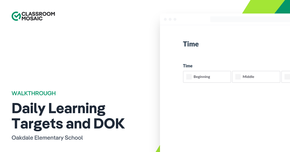 Daily Learning Targets and DOK | Teacher Observation Form