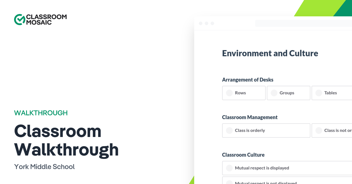 Classroom Walkthrough | Teacher Observation Form