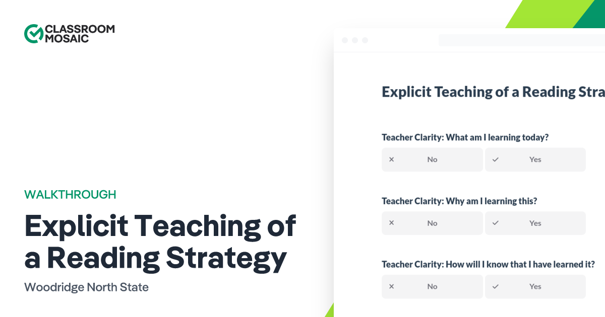 Explicit Teaching of a Reading Strategy | Teacher Observation Form