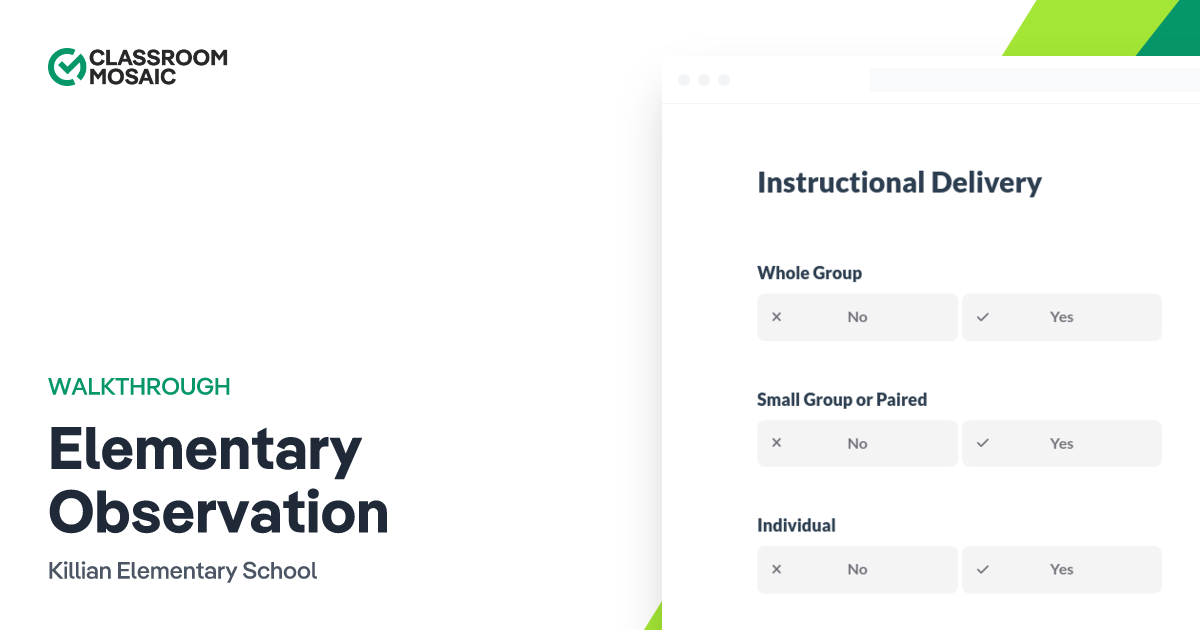 Elementary Observation | Teacher Observation Form
