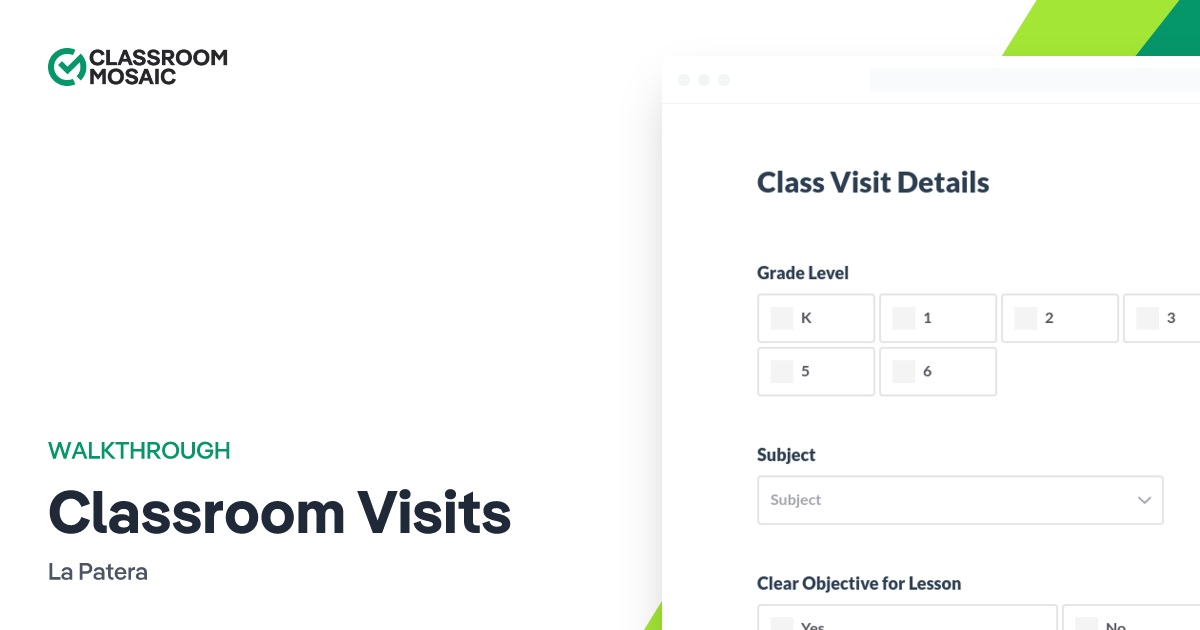 Classroom Visits | Teacher Observation Form