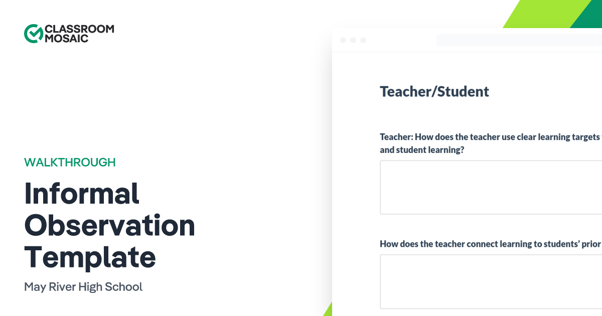 Informal Observation Template | Teacher Observation Form