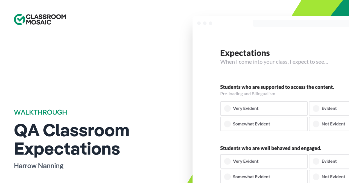 QA Classroom Expectations | Teacher Observation Form
