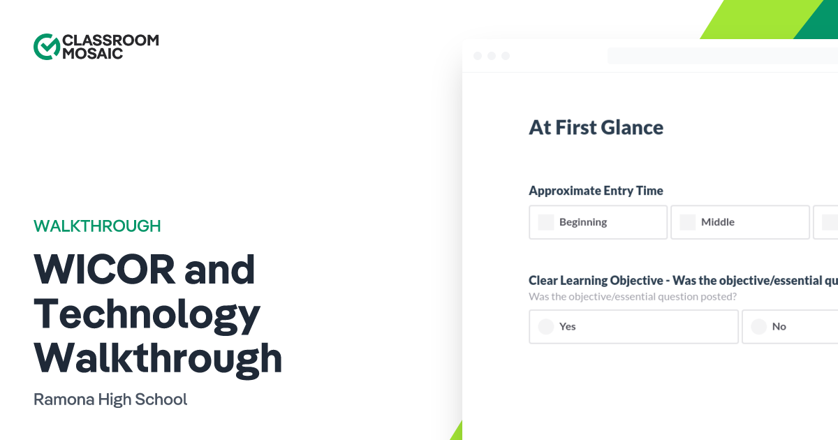 WICOR and Technology Walkthrough | Teacher Observation Form