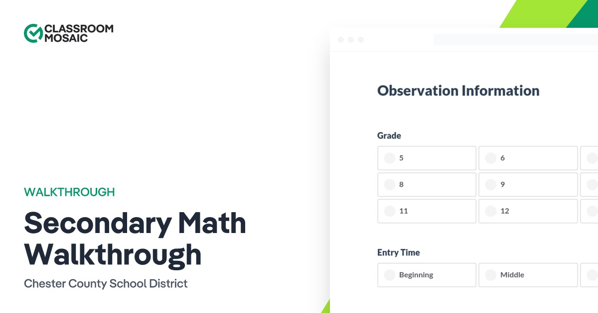 Secondary Math Walkthrough | Teacher Observation Form