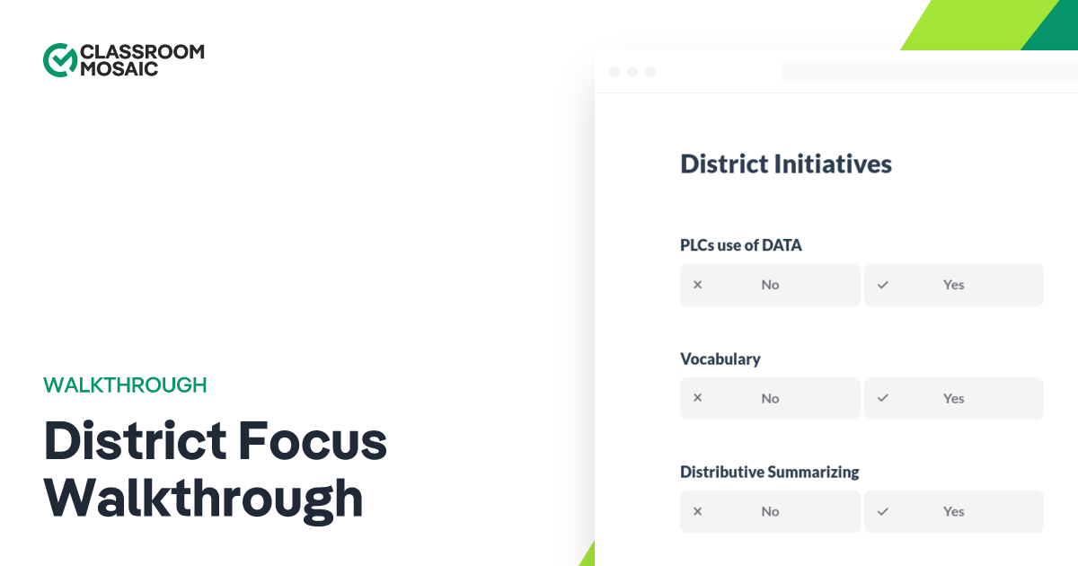 District Focus Walkthrough | Teacher Observation Form