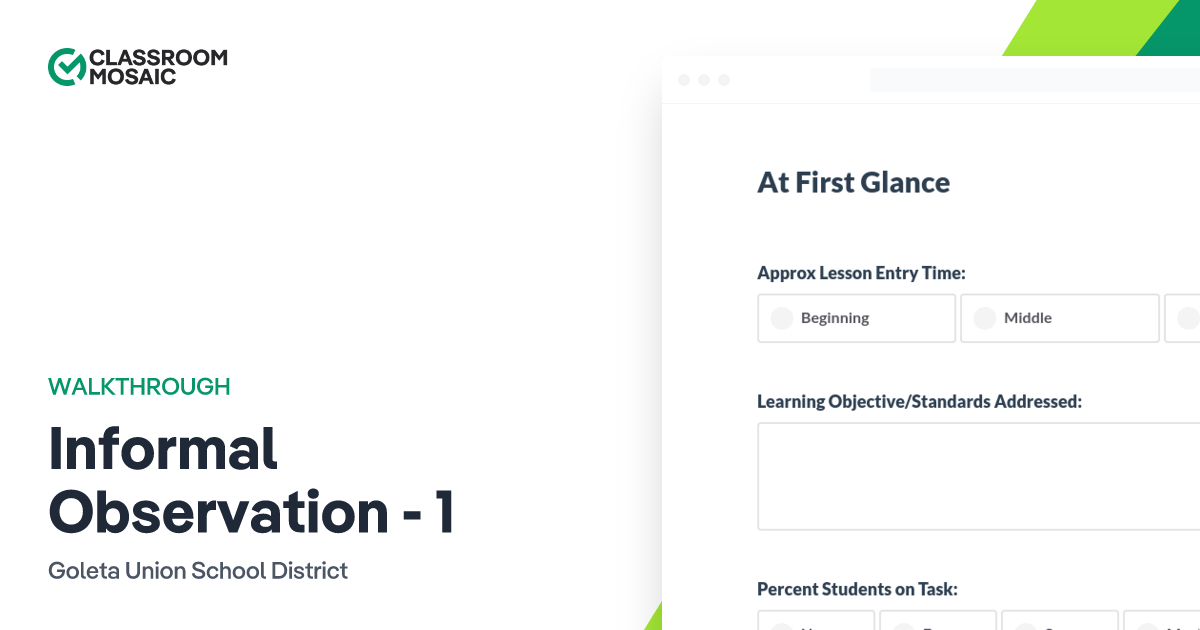 Informal Observation - 1 | Teacher Observation Form