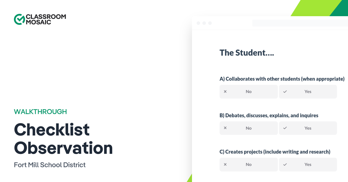 Checklist Observation | Teacher Observation Form