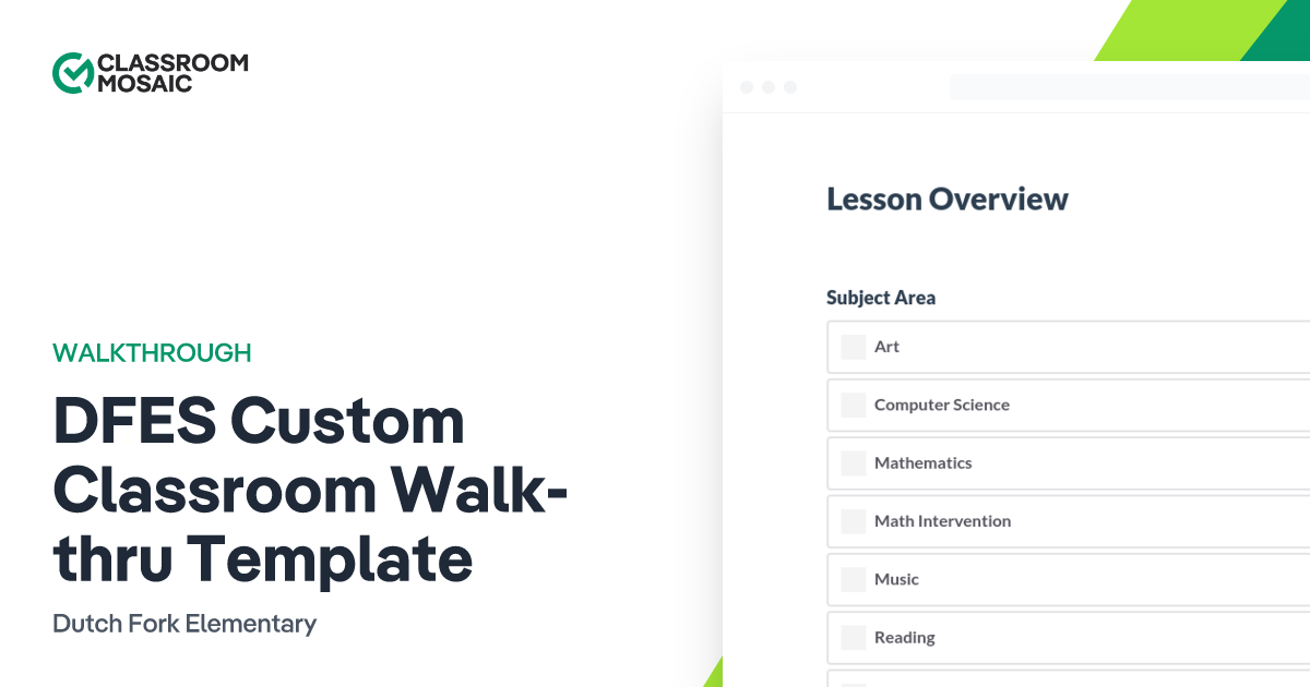 DFES Custom Classroom Walk-thru Template | Teacher Observation Form