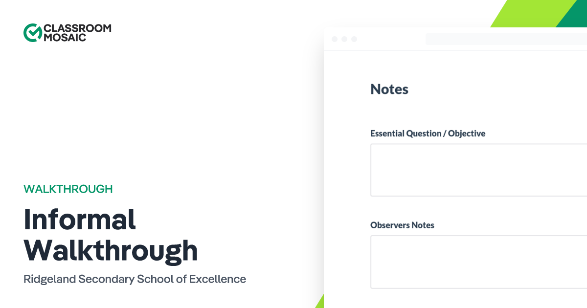 Informal Walkthrough | Teacher Observation Form