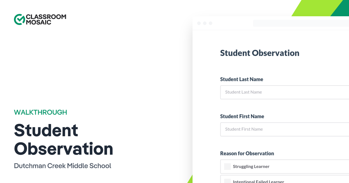 Student Observation | Teacher Observation Form