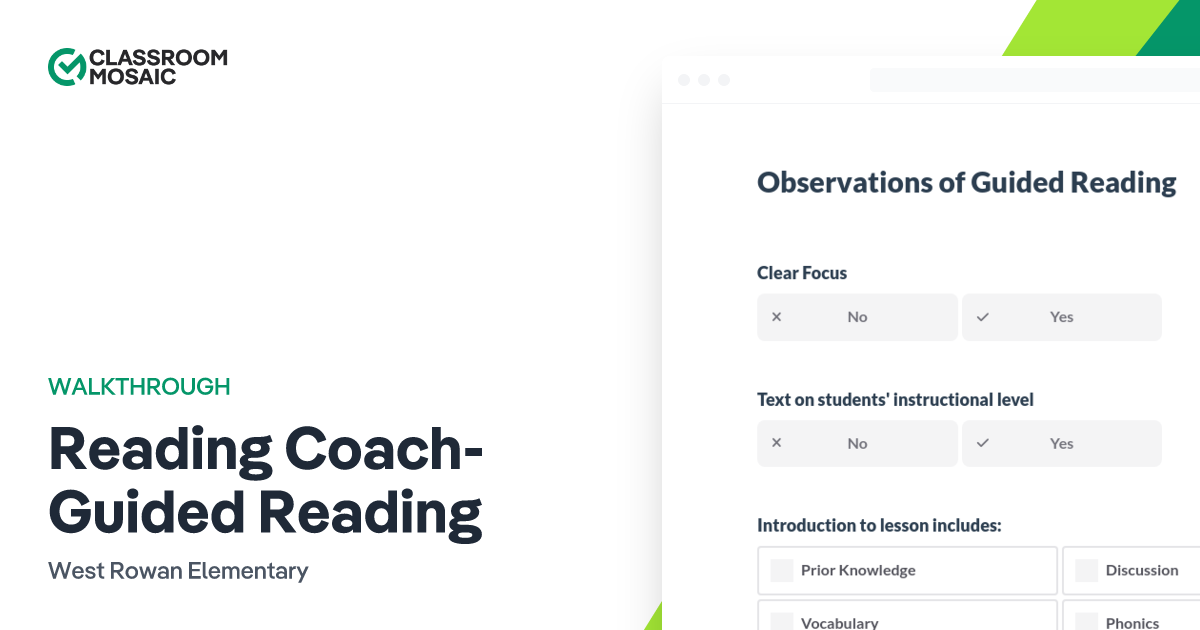 Reading Coach- Guided Reading | Teacher Observation Form
