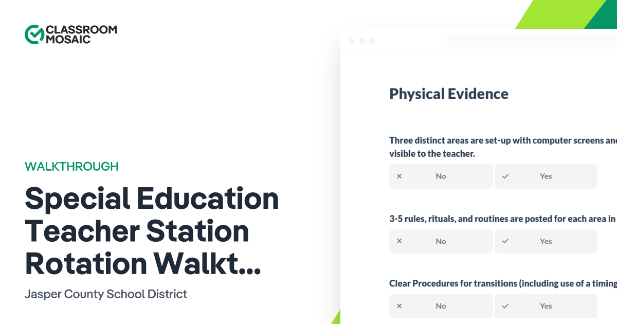 Special Education Teacher Station Rotation Walkthrough | Teacher ...