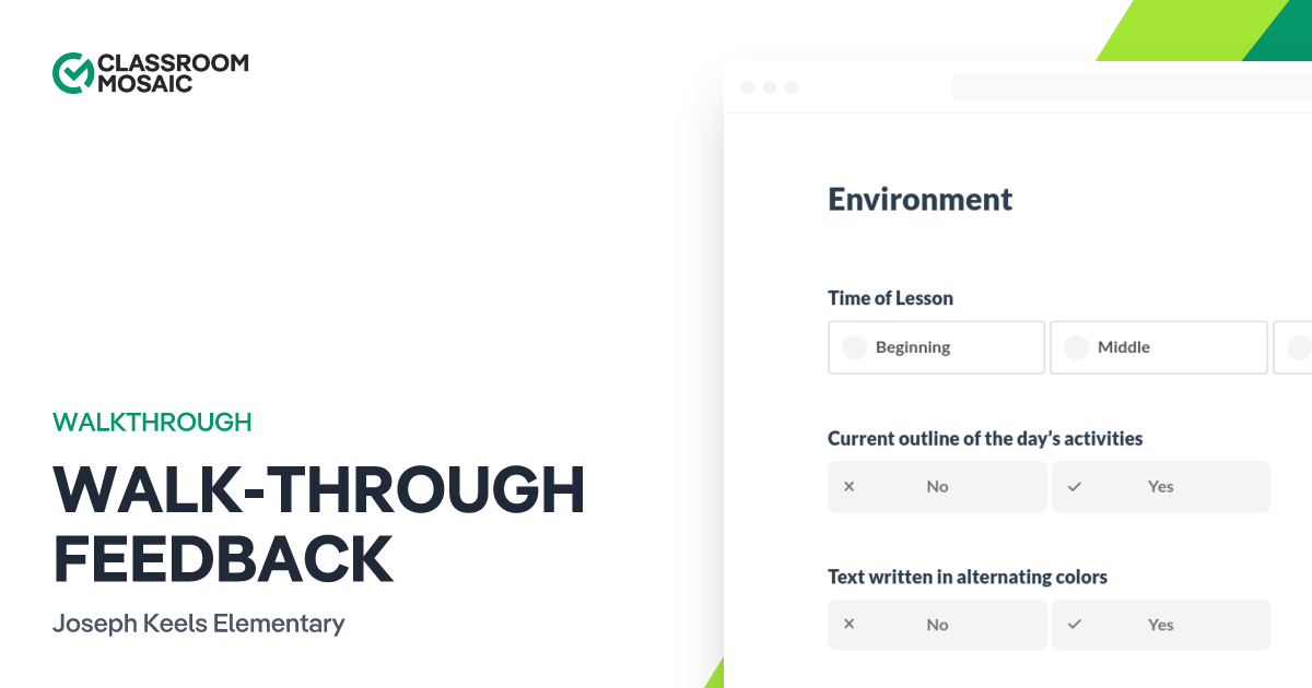 WALK-THROUGH FEEDBACK | Teacher Observation Form