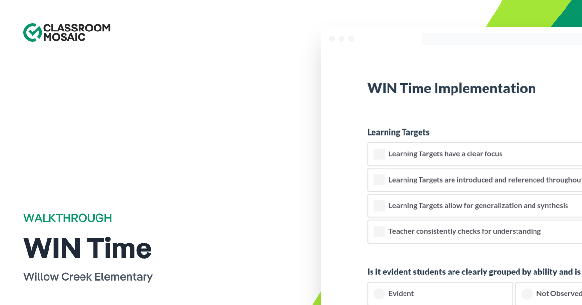 WIN Time | Teacher Observation Form