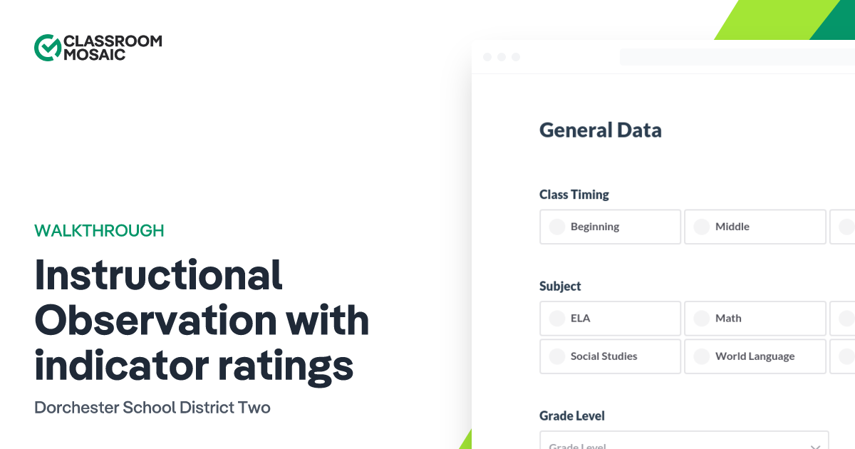 Instructional Observation With Indicator Ratings Teacher Observation Form