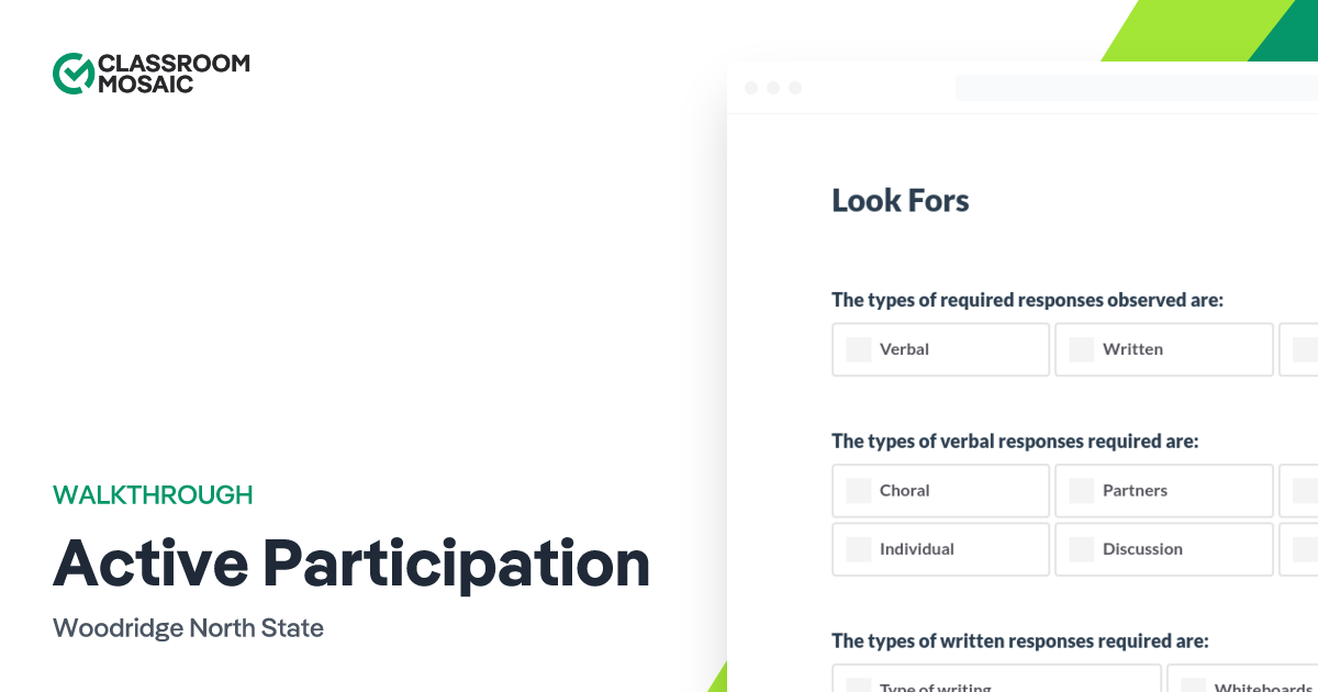 Active Participation | Teacher Observation Form