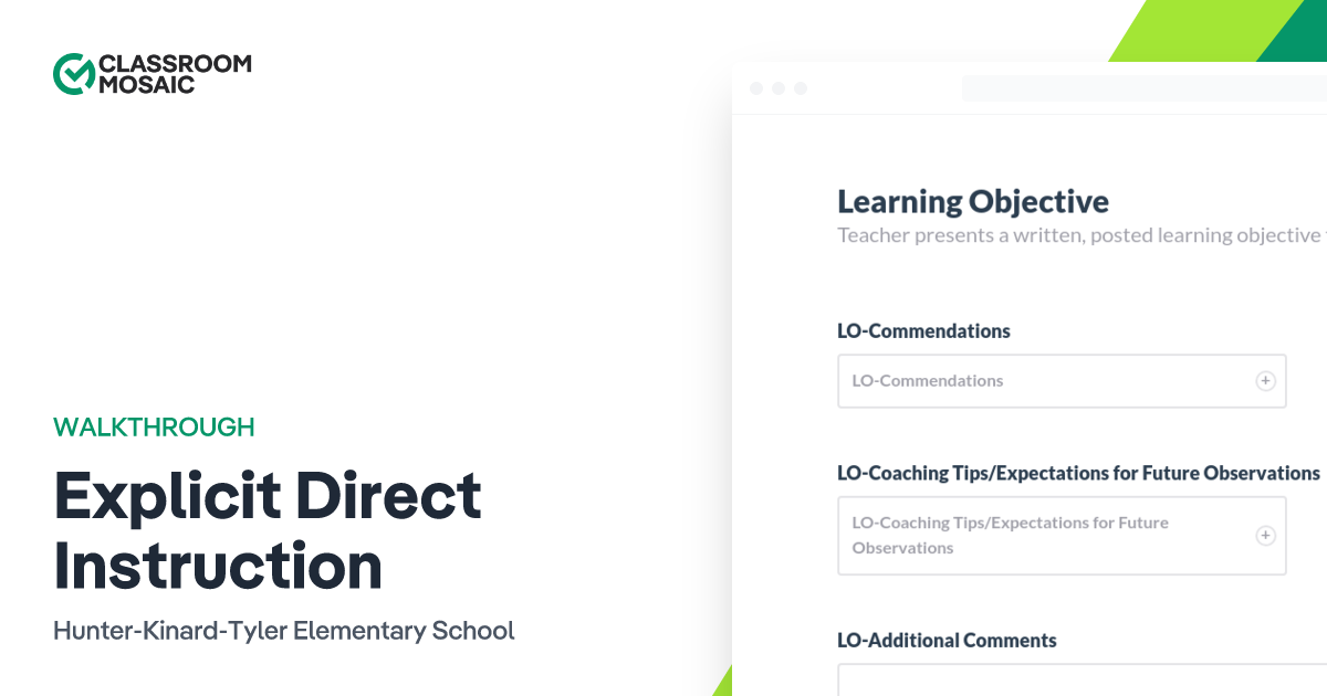 Explicit Direct Instruction | Teacher Observation Form