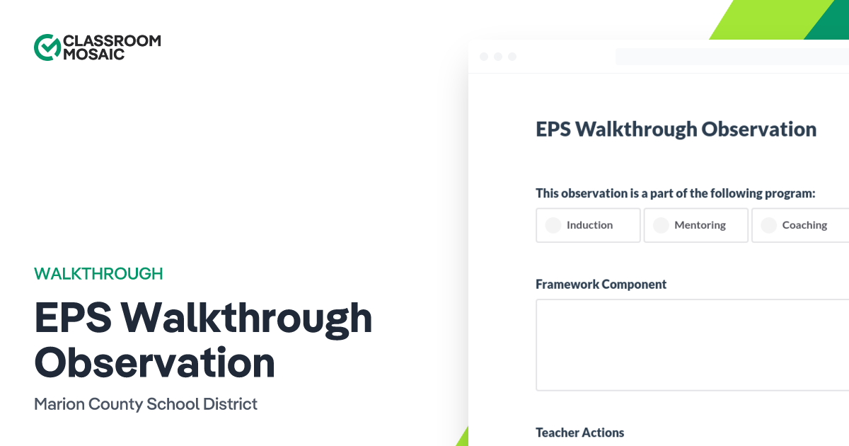 EPS Walkthrough Observation | Teacher Observation Form