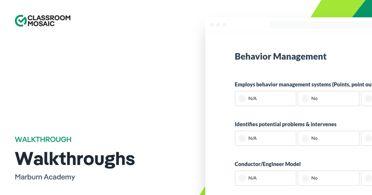 Walkthroughs | Teacher Observation Form