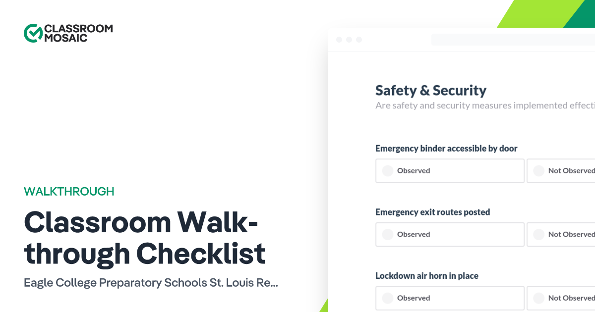 Classroom Walk-through Checklist | Teacher Observation Form