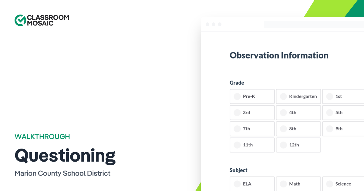 Questioning | Teacher Observation Form
