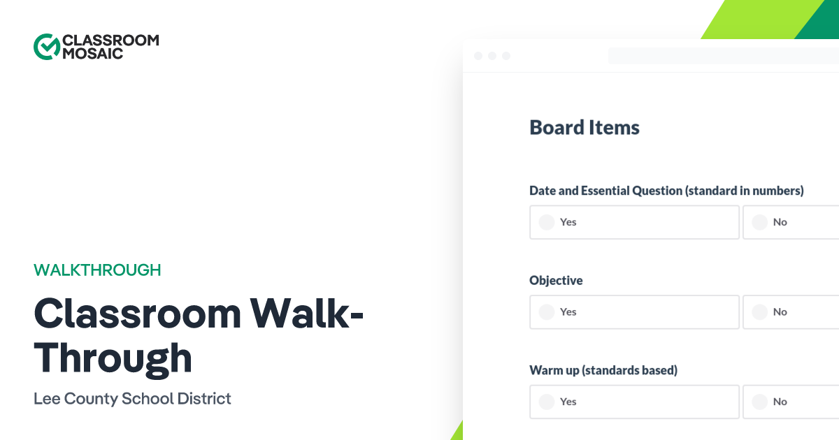 Classroom Walk-Through | Teacher Observation Form