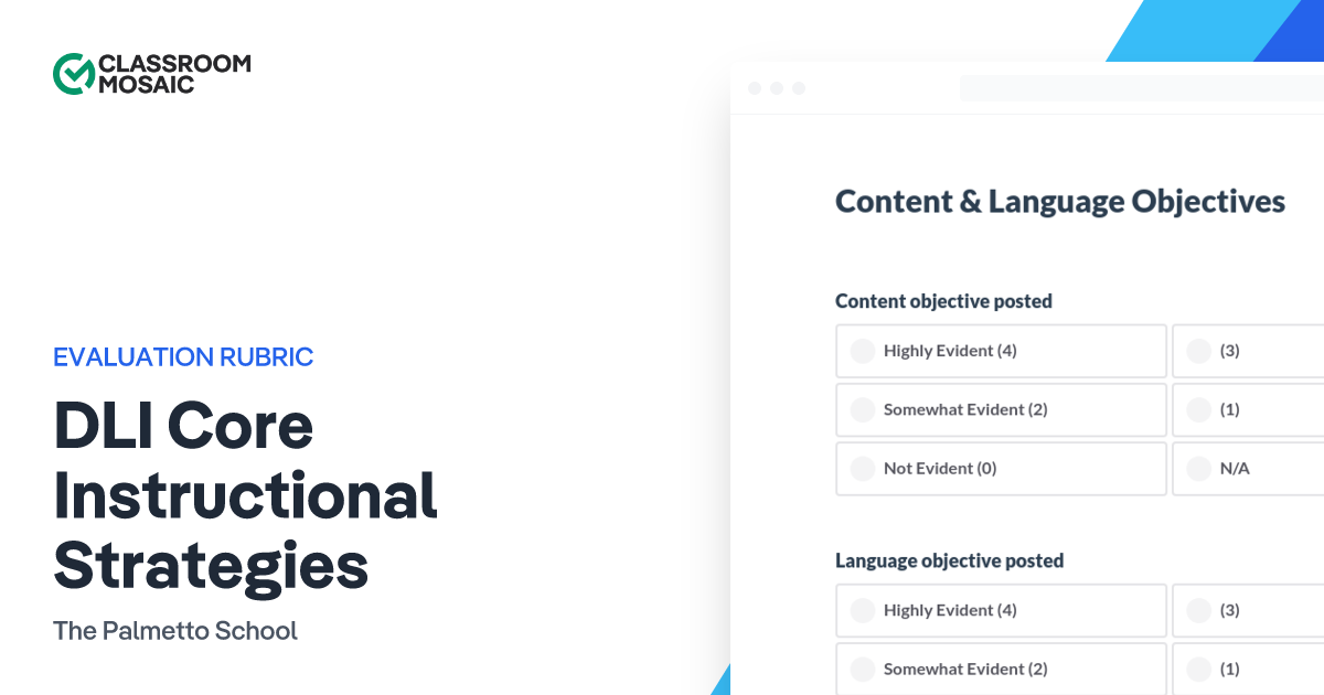 DLI Core Instructional Strategies | Teacher Observation Form