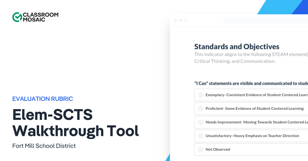 Elem-SCTS Walkthrough Tool | Teacher Observation Form