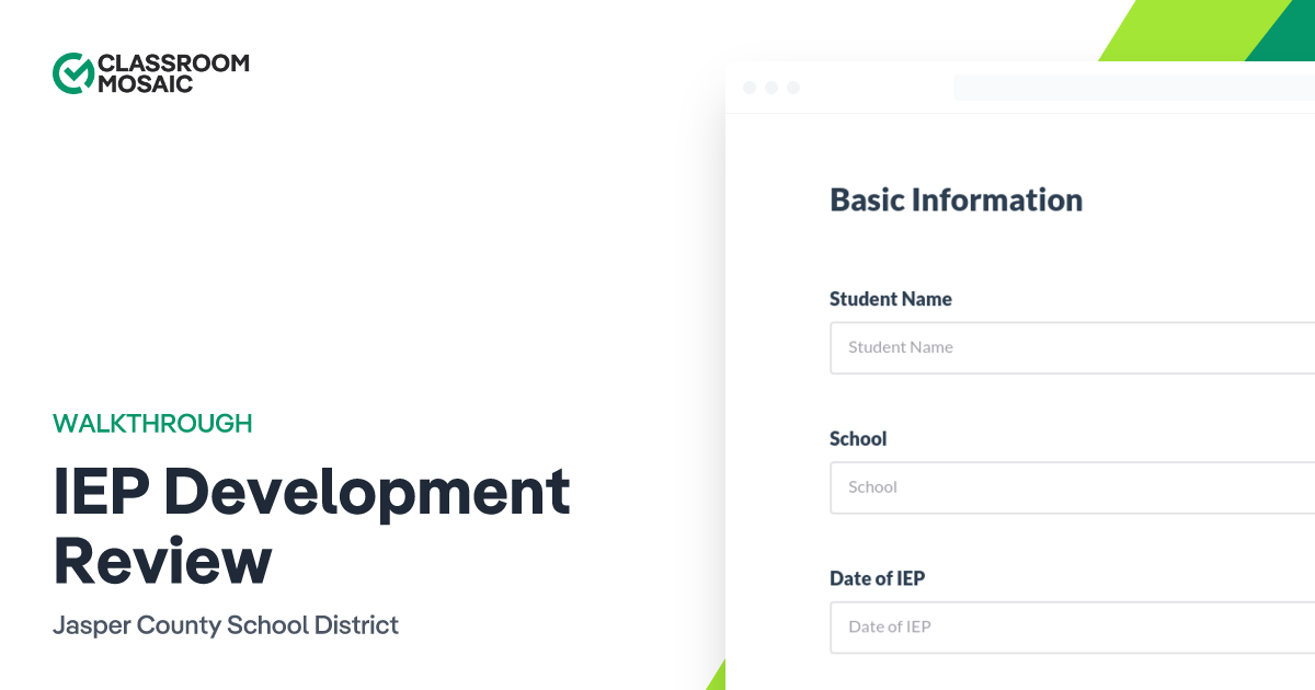 IEP Development Review | Teacher Observation Form