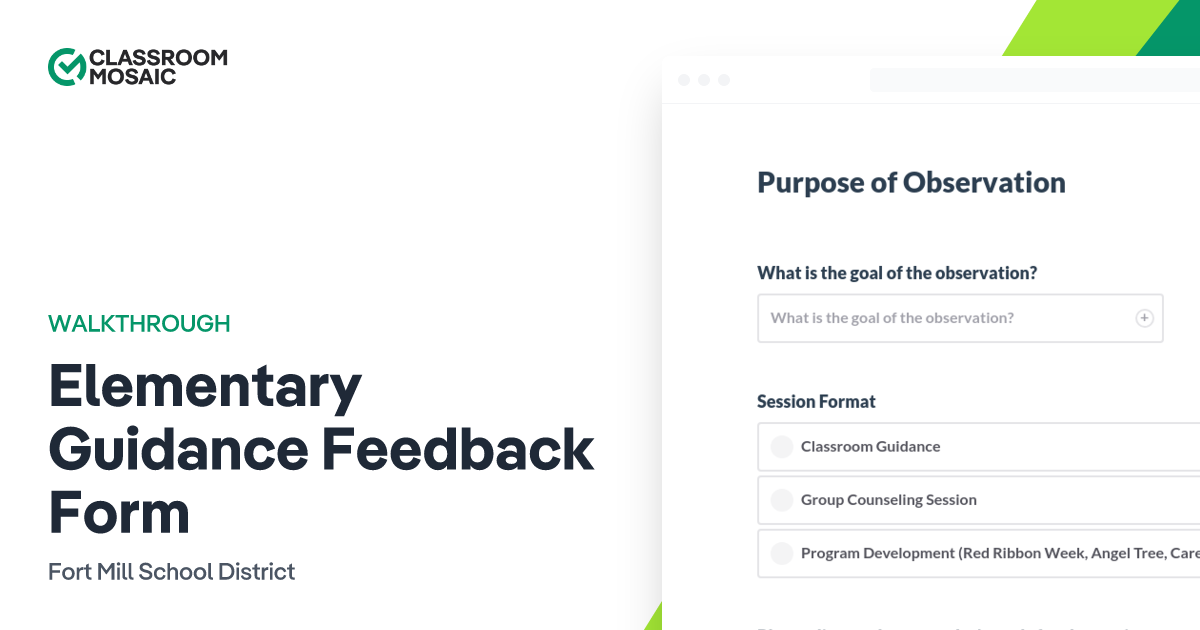 Elementary Guidance Feedback Form | Teacher Observation Form