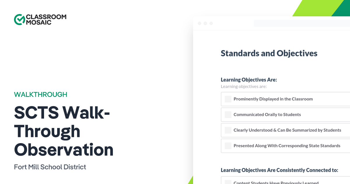 SCTS Walk-Through Observation | Teacher Observation Form