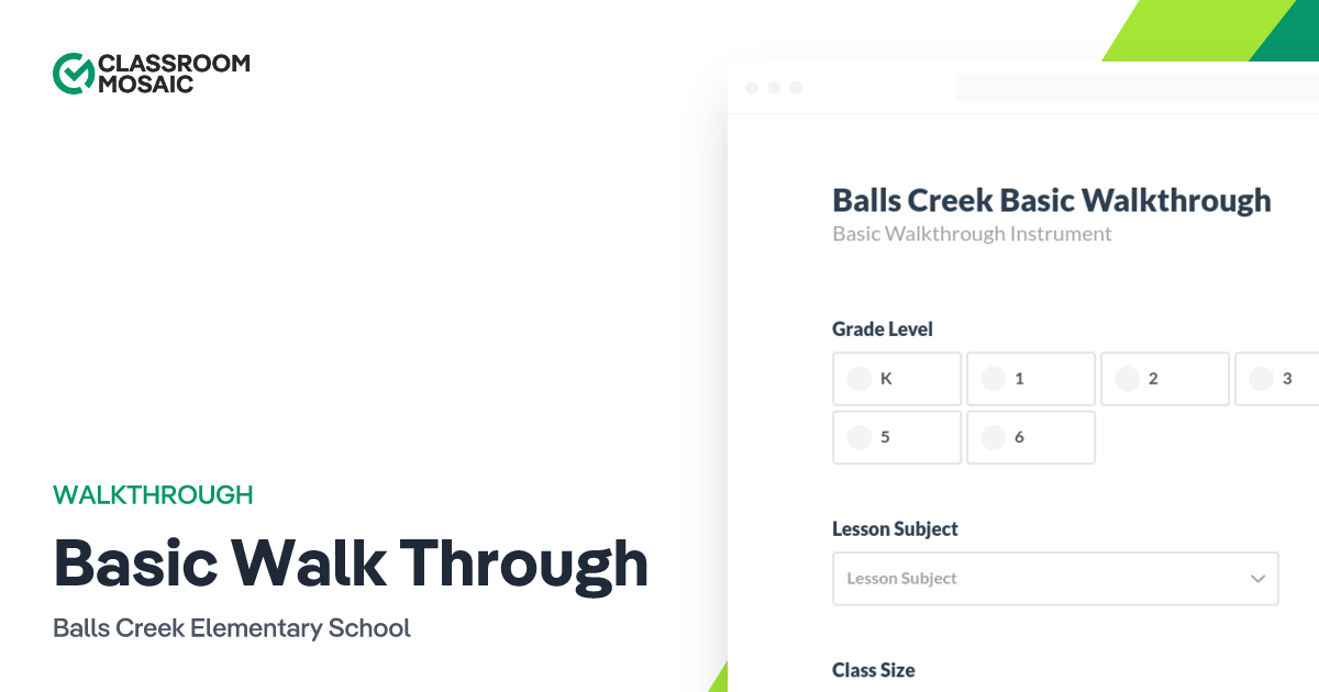 Basic Walk Through | Teacher Observation Form