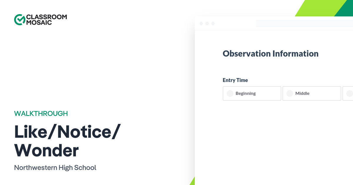 Like/Notice/Wonder | Teacher Observation Form