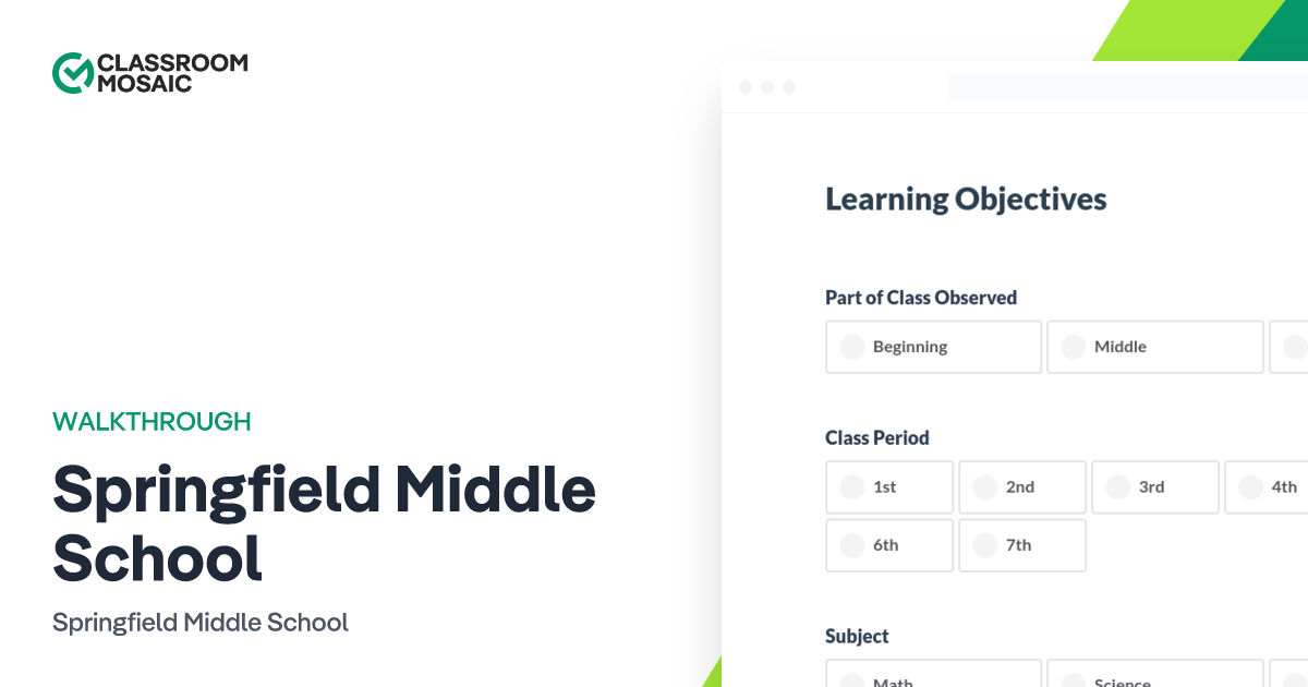 Springfield Middle School | Teacher Observation Form